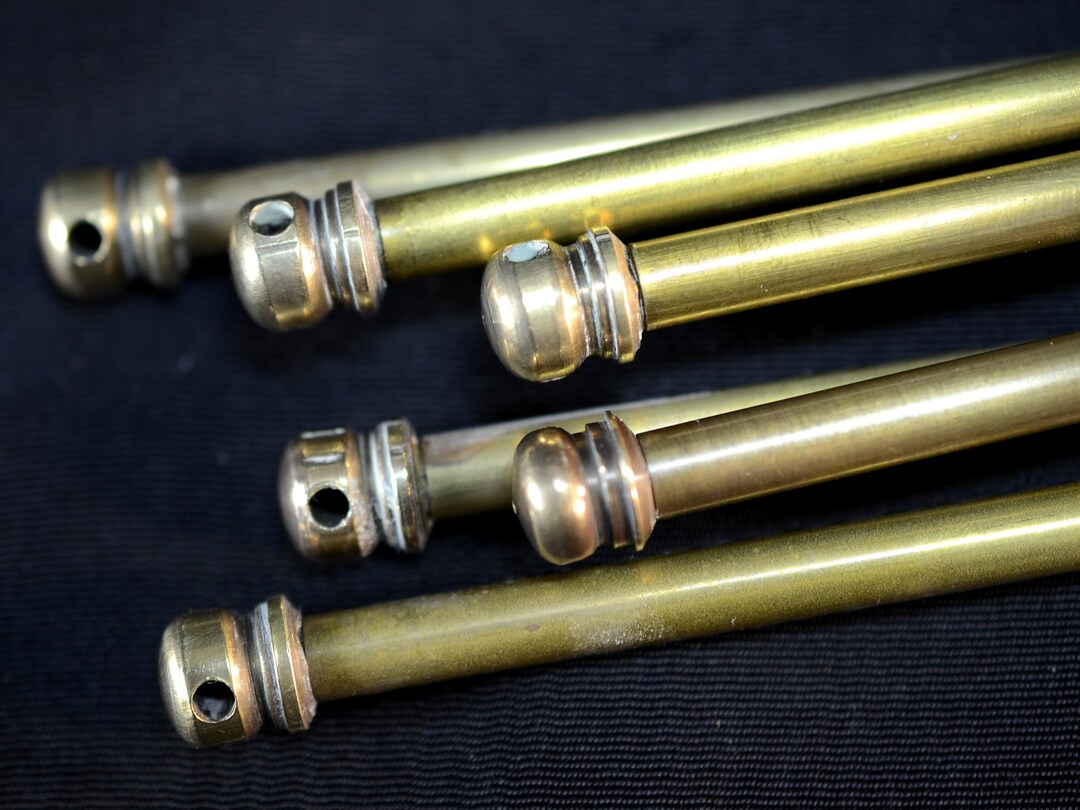 2 Vintage 19" to 23" Extendable French Paris Brass Cafe Rods + 4 Fixing ...