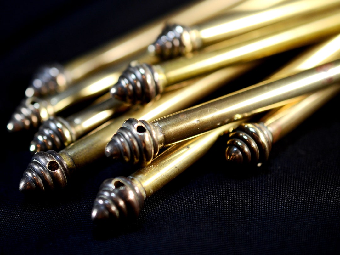 2 Vintage 16" to 24" Extendable French Paris Brass Cafe Rods + 4 Fixing ...