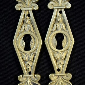 Pair of Antique 4" Vertical French Escutcheons, Cast Bronze Keyhole ...