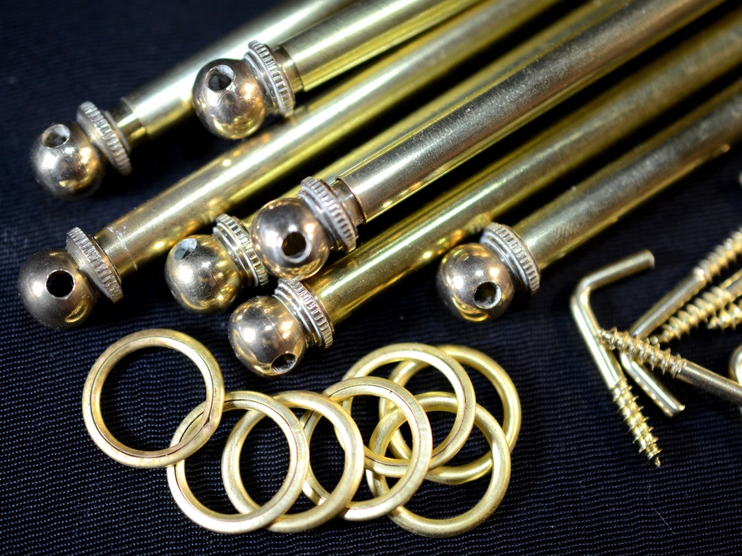 2 Vintage 24 to 27 Extendable French Paris Brass Cafe Rods 4 Fixing ...