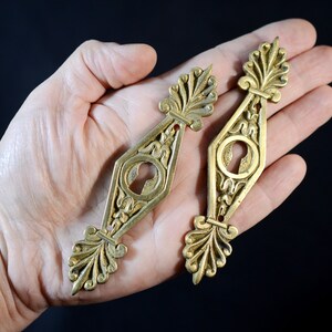 Pair of Antique 4" Vertical French Escutcheons, Cast Bronze Keyhole ...