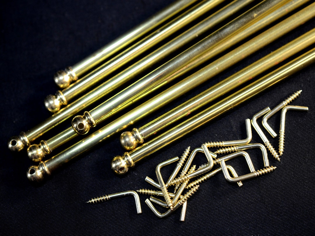 2 Vintage 16 to 23 Extendable French Paris Brass Cafe Rods 4 New Fixing ...