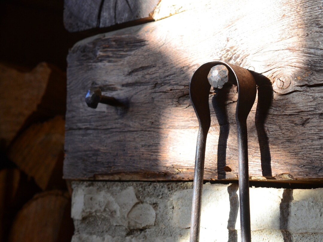 10 Antique Wrought Iron Rose Head Nails: Hand Forged Blacksmith Nails ...