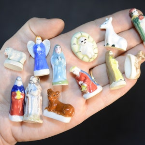 12 Vintage Miniature 1 Christmas Nativity Fèves Tiny Hand Painted ...