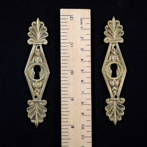Pair of Antique 4" Vertical French Escutcheons, Cast Bronze Keyhole ...