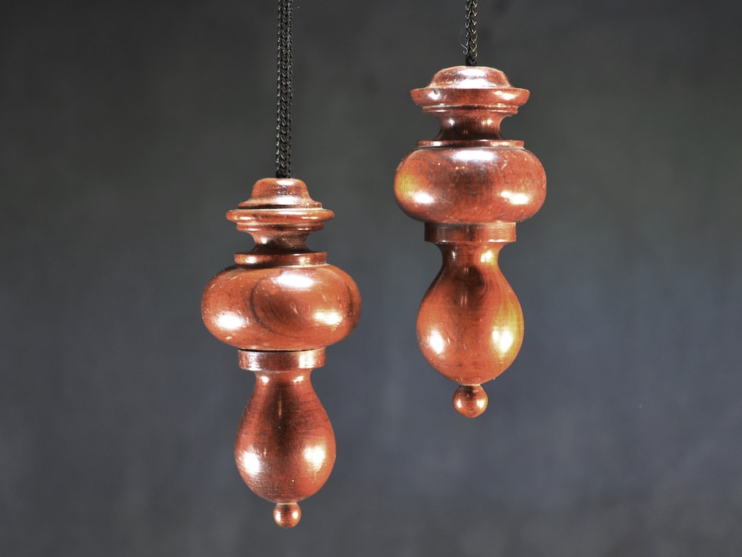 2 Antique 4" French Light or Fan Pull, Mahogany Vintage Curtain Cord ...