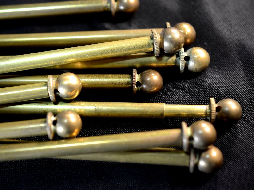 2 Vintage 16 to 24 Extendable French Paris Brass Cafe Rods 4 New Fixing ...