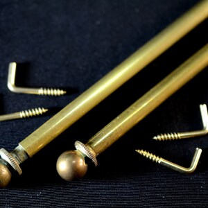 2 Vintage 16 to 24 Extendable French Paris Brass Cafe Rods 4 New Fixing ...