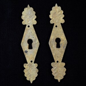 Pair of Antique 4" Vertical French Escutcheons, Cast Bronze Keyhole ...