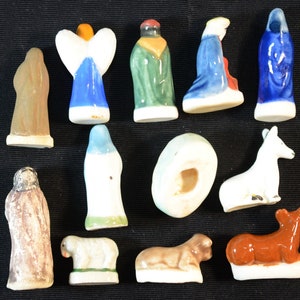 12 Vintage Miniature 1 Christmas Nativity Fèves Tiny Hand Painted ...