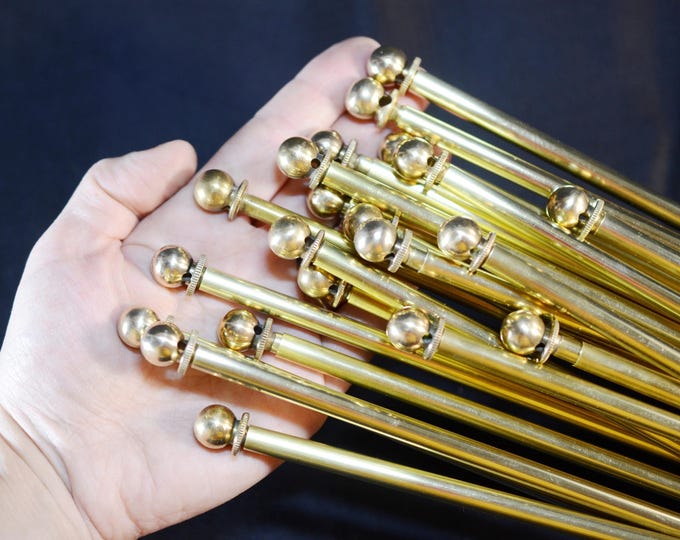 2 Vintage 16" to 24" Extendable French Paris Brass Cafe Rods + 4 Fixing ...