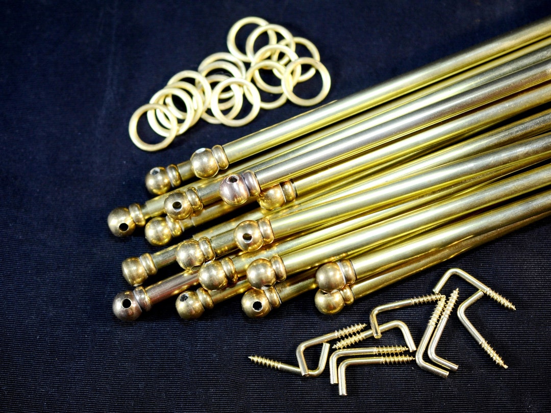 2 Vintage 16 to 23 Extendable French Paris Brass Cafe Rods 4 Fixing ...