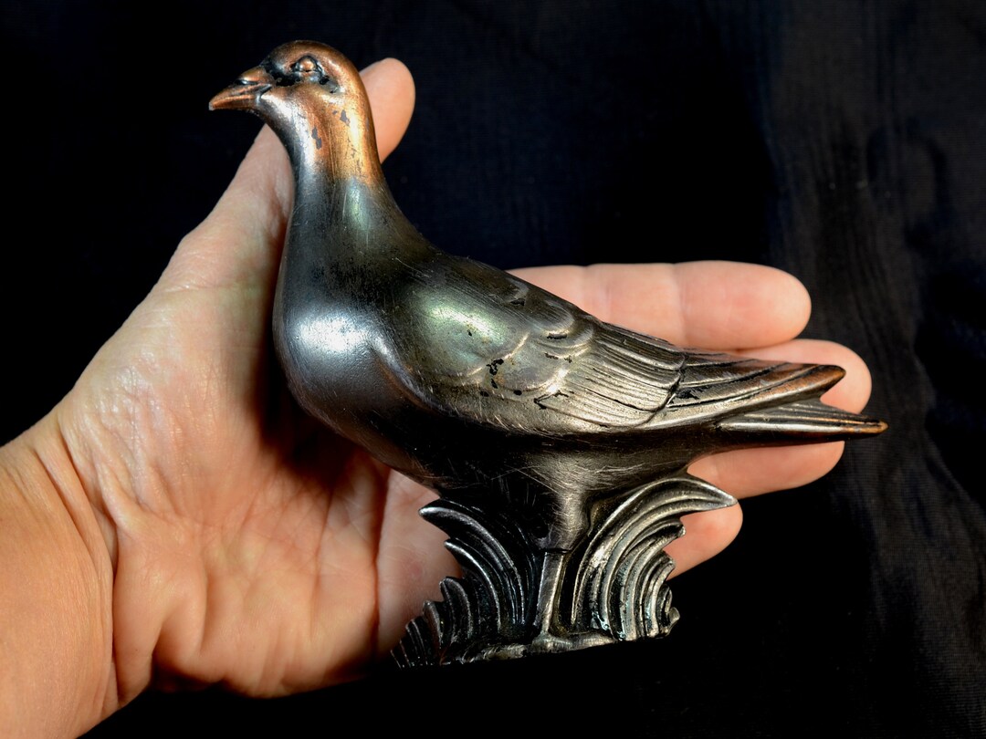Vintage Dove Pigeon Figurine, British Silver Plate on Copper Metal ...