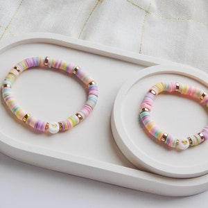 Pastel Love Friendship Heishi Bead Bracelet, Women and Child Bracelet ...