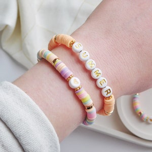 Pastel Love Friendship Heishi Bead Bracelet, Women and Child Bracelet ...