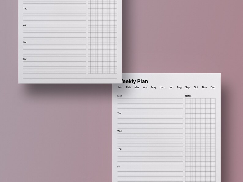 Minimal Printable Weekly Planner Minimalist Planner Minimal | Etsy