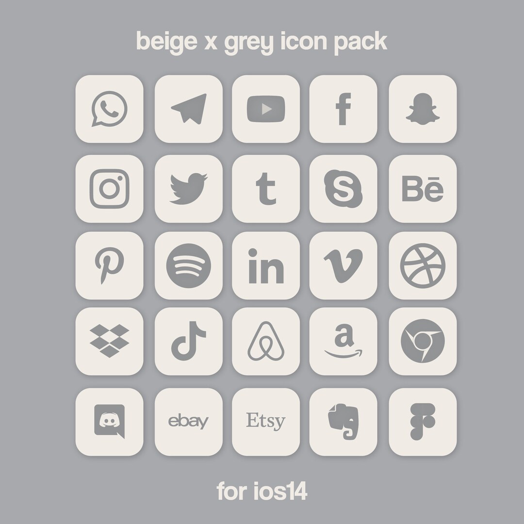 Beige and Grey Icon Pack | Social Media Phone IOS16 | Free Additional ...