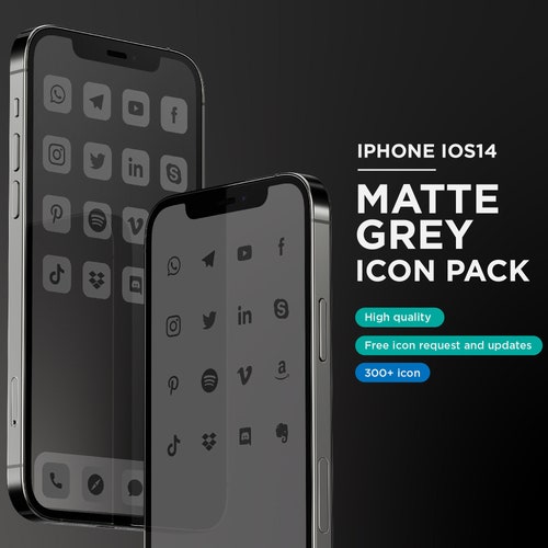 Dark Mode Matte Black Ios16 Icon Pack Social Media Phone - Etsy
