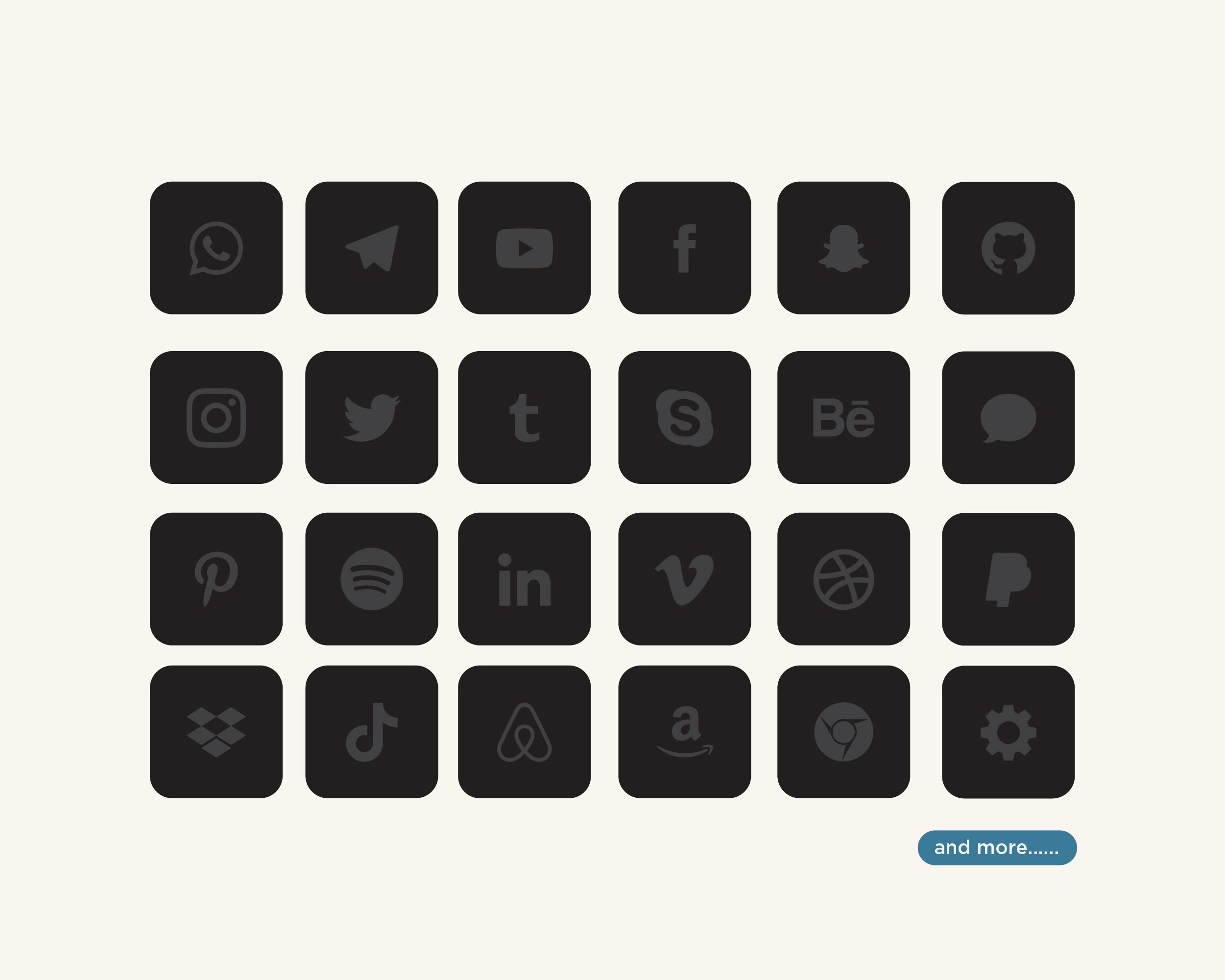 Dark Grey Matte Black Ios16 Icon Pack 200 Social Media - Etsy