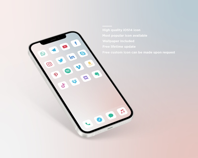 White Pastel Color Ios16 Icon Pack Social Media Phone IOS16 - Etsy
