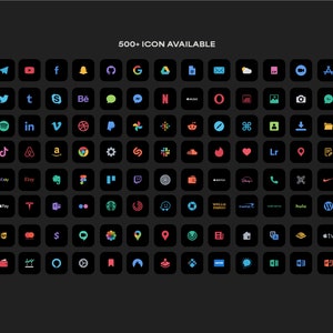 Super Dark Mode Matte Black Ios17 Icon Pack | Social Media Iphone15 ...