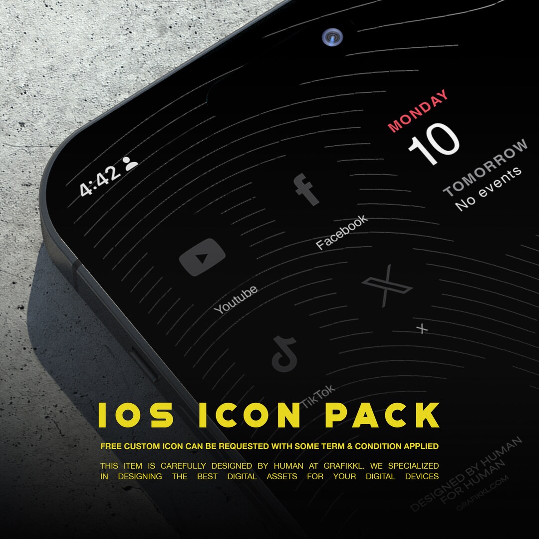 Super Dark Mode Titanium Dark Grey Ios17 Icon Pack, Matte Black Social ...