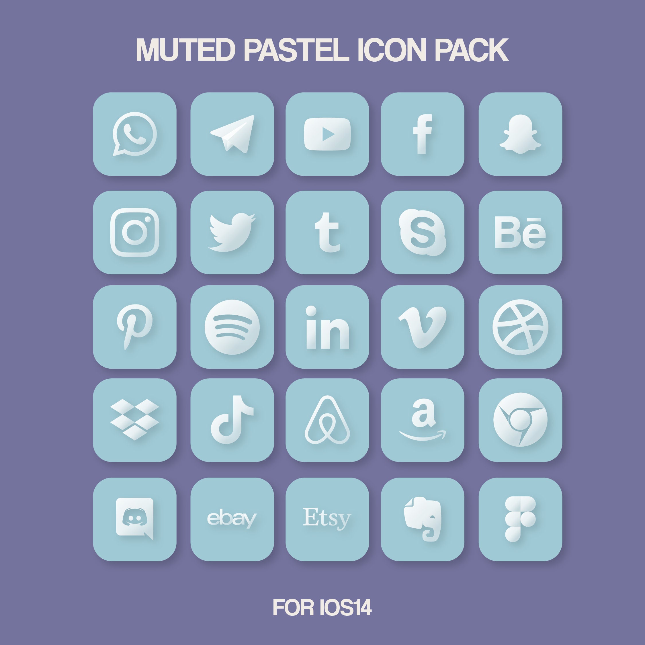 4 Color Aesthetic Pastel Ios14 Icon Pack Social Media Phone | Etsy