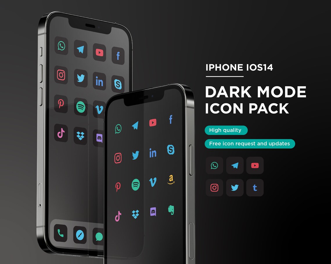Dark Mode Matte Black Ios16 Icon Pack Social Media Phone - Etsy