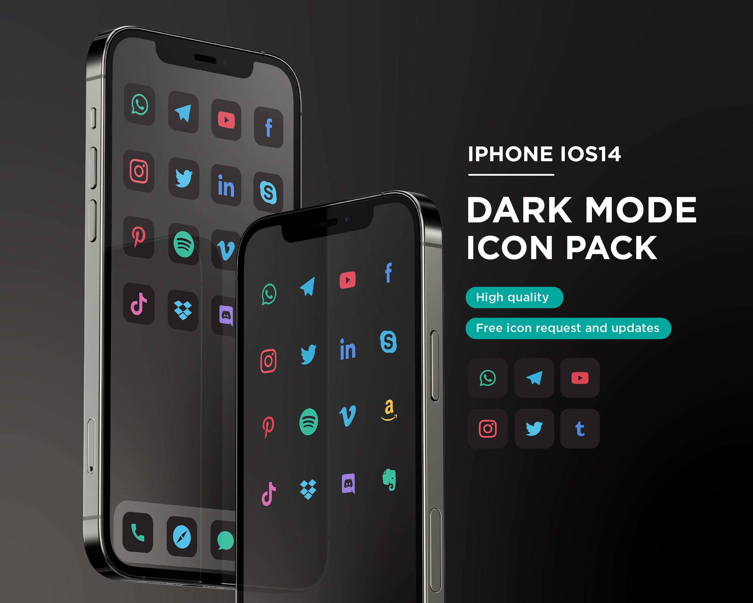Dark Mode Matte Black Ios16 Icon Pack Social Media Phone - Etsy