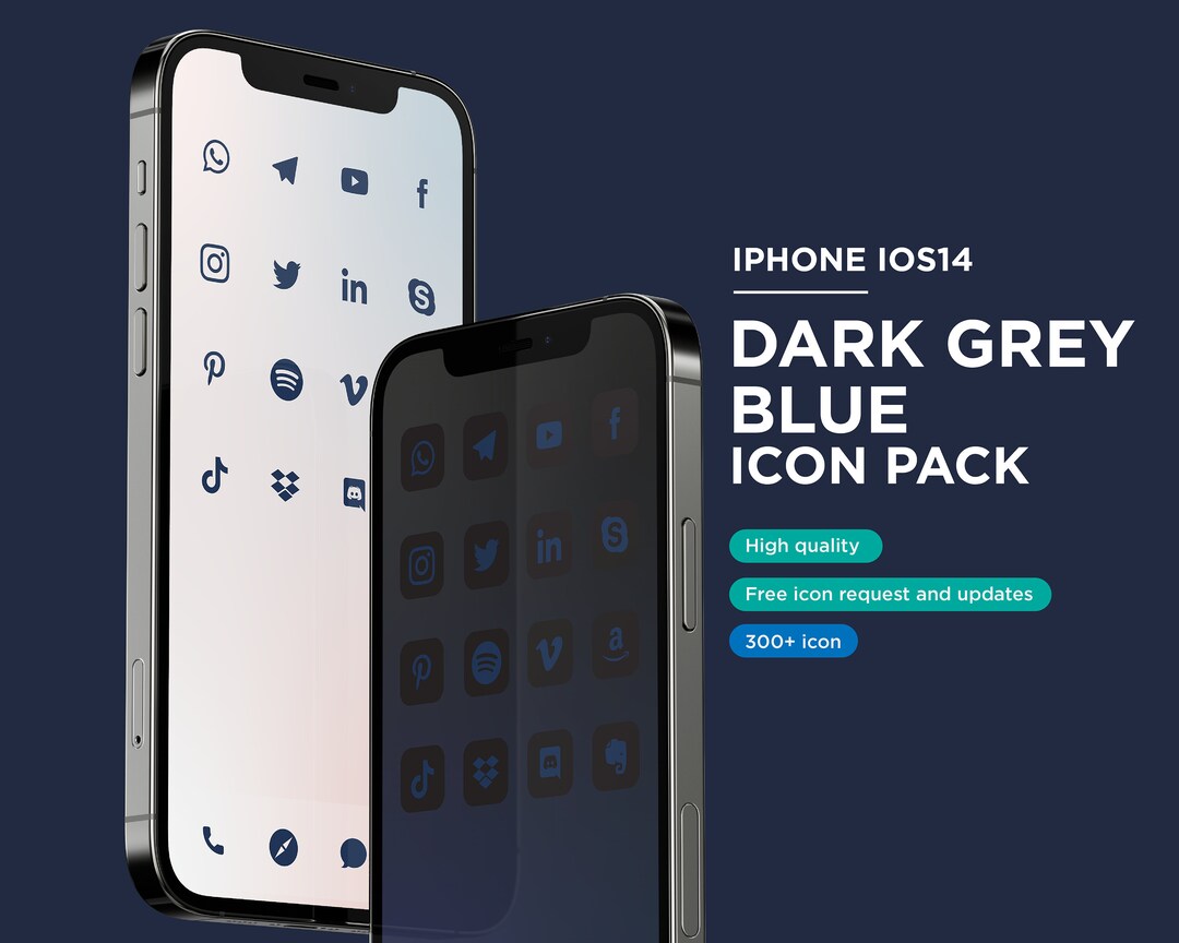 Dark Blue Matte Black Ios14 Icon 200+ | Social Media Phone IOS14 | Free ...