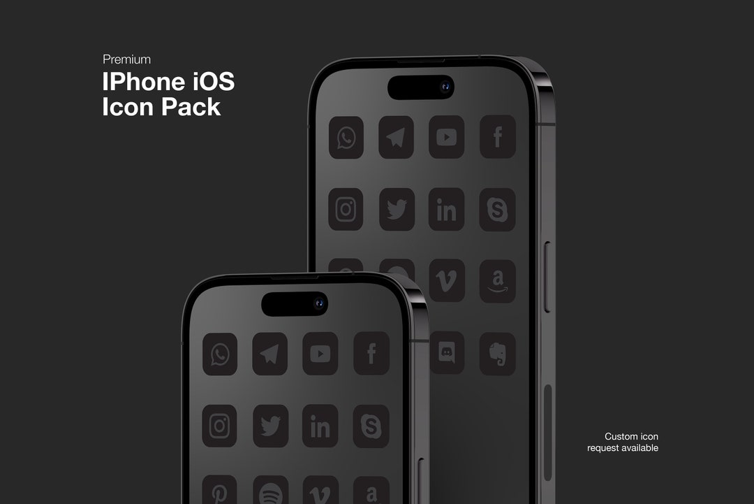 Dark Grey Matte Black Ios16 Icon Pack 200+ | Social Media Phone IOS16 ...