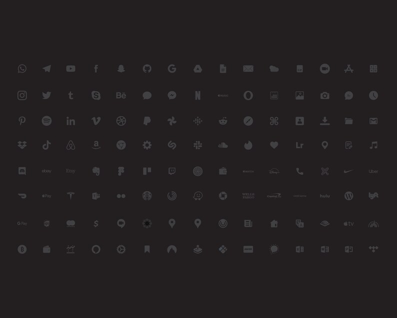 Dark Grey Matte Black Ios16 Icon Pack 200 Social Media - Etsy