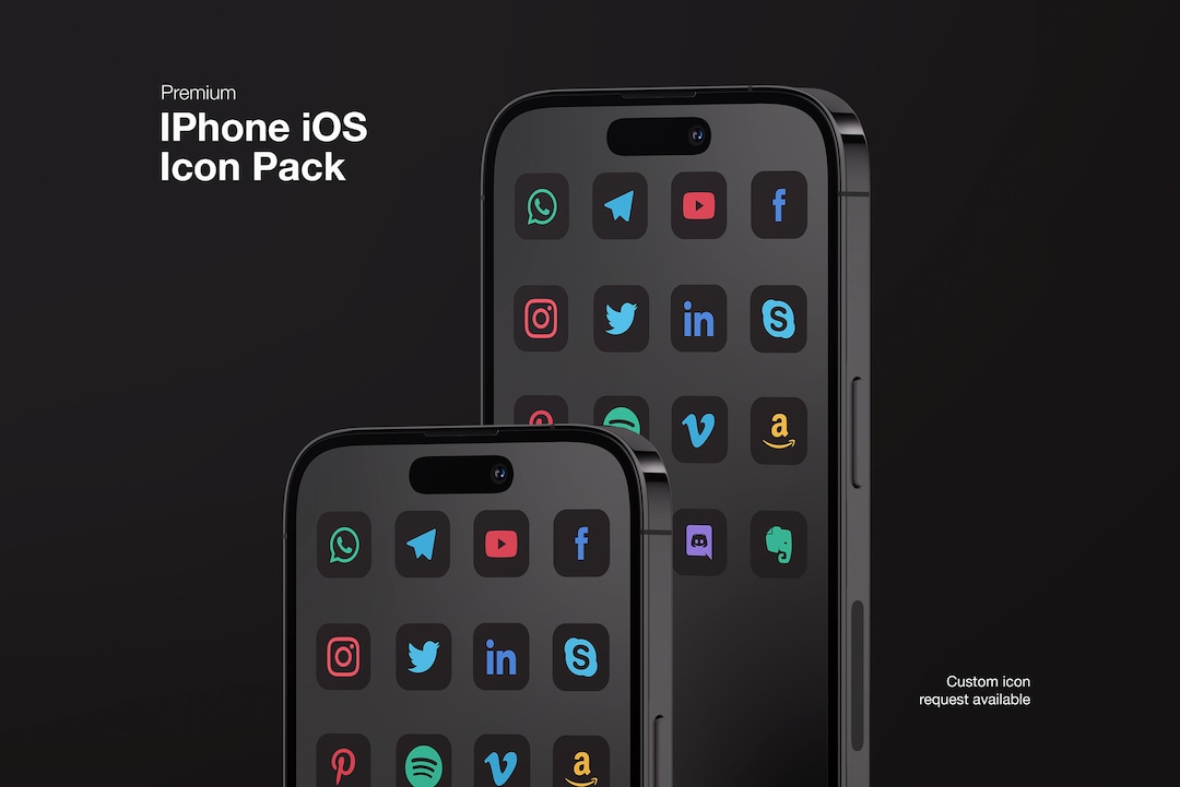 Dark Mode Matte Black Ios16 Icon Pack | Social Media Phone IOS16 | Free ...