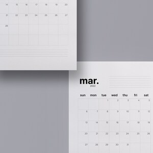 2021 2022 Printable Calendar Minimalist Calendar PDF Minimal Monthly ...