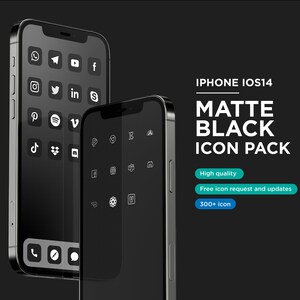 Black Ios16 Icon Pack 400+, Black Icon, Dark Minimal Icon, Social Media ...