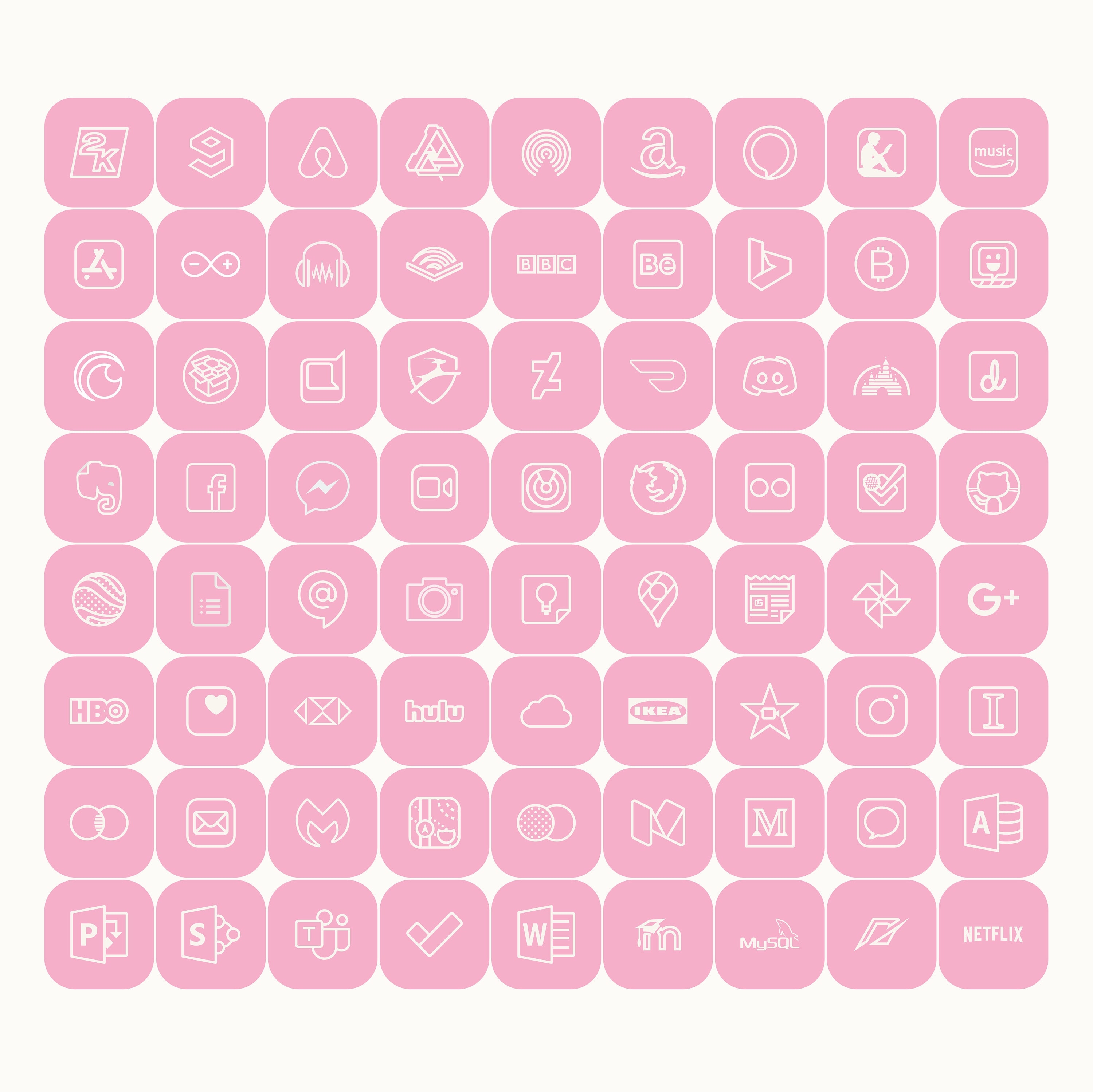 Ios14 Aesthetic Minimal Pink & White Icon Pack 200 Pastel | Etsy