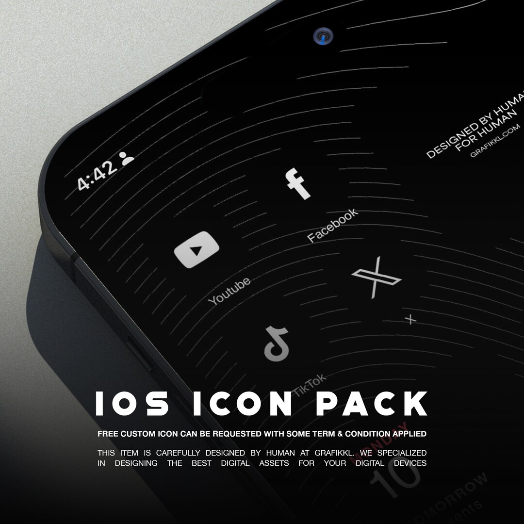 Minimal Super Dark Ios Icon Pack, Black and White Icon Pack, Dark ...