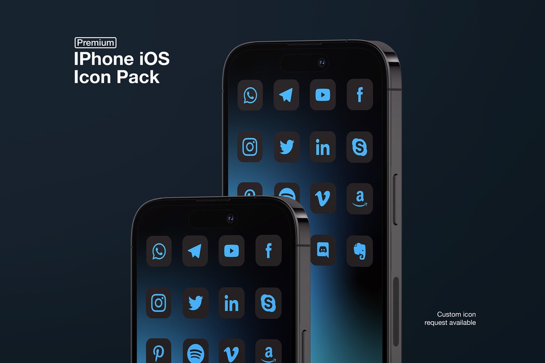 Dark Mode Matte Black Ios16 Icon Pack | Social Media Phone IOS16 | Free ...
