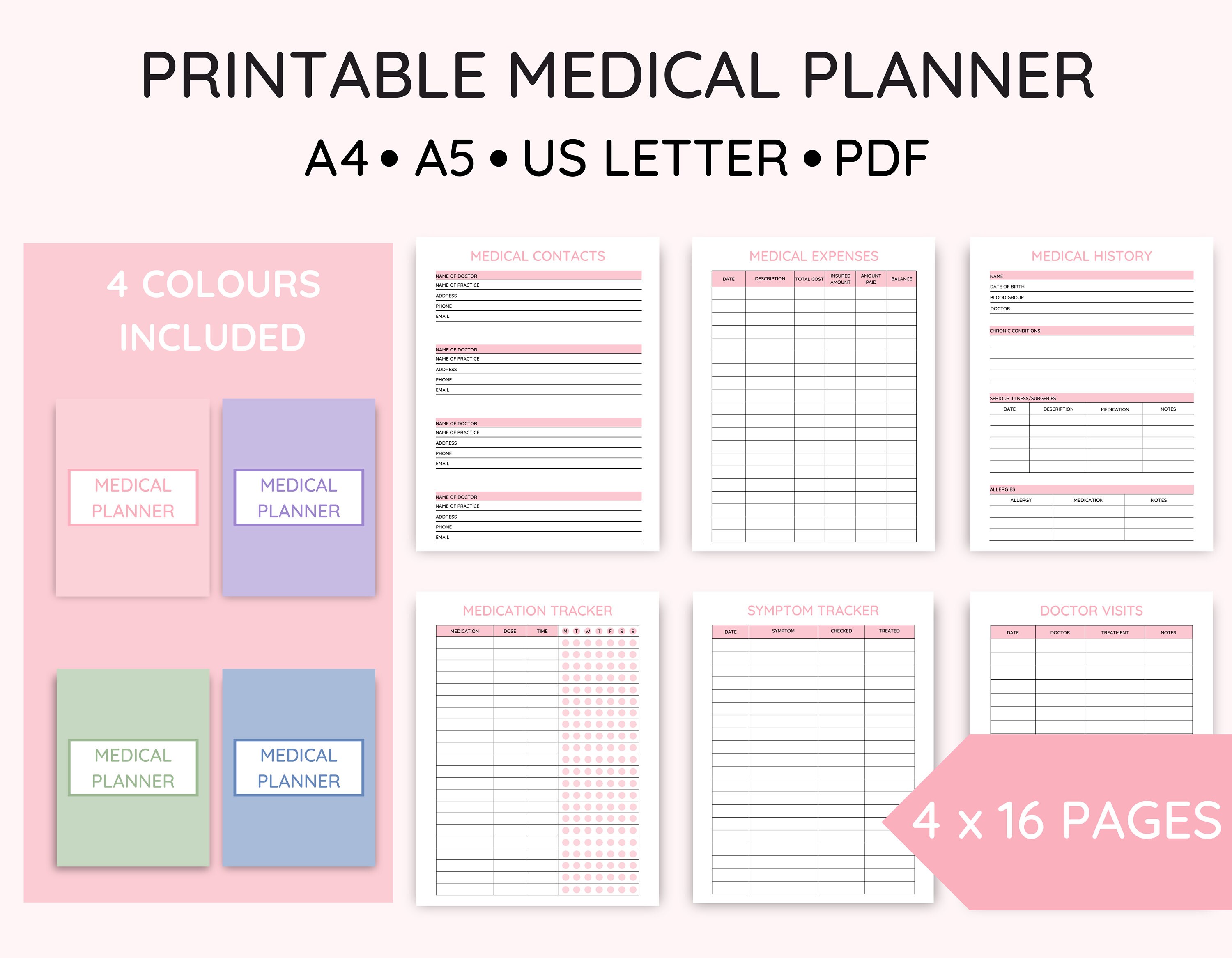 Printable Medical Planner Bundle, Medical Binder, Family Health Care ...