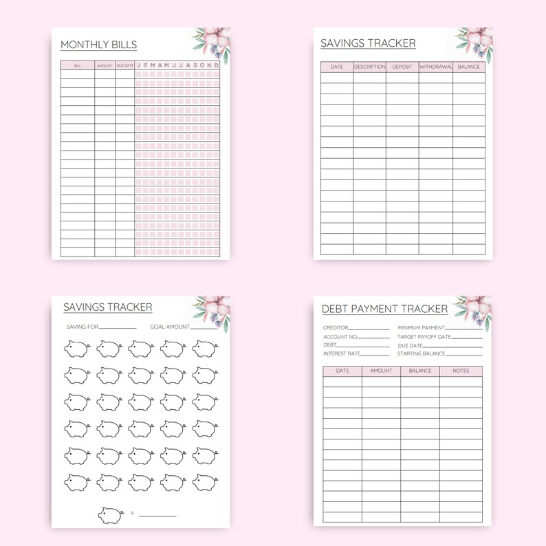 Printable Finance & Budget Planner Bundle, Financial Savings Tracker ...