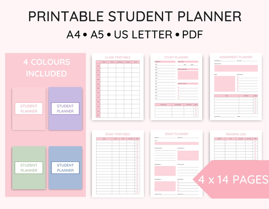 Printable Student Planner, Academic Planner, University Organiser ...