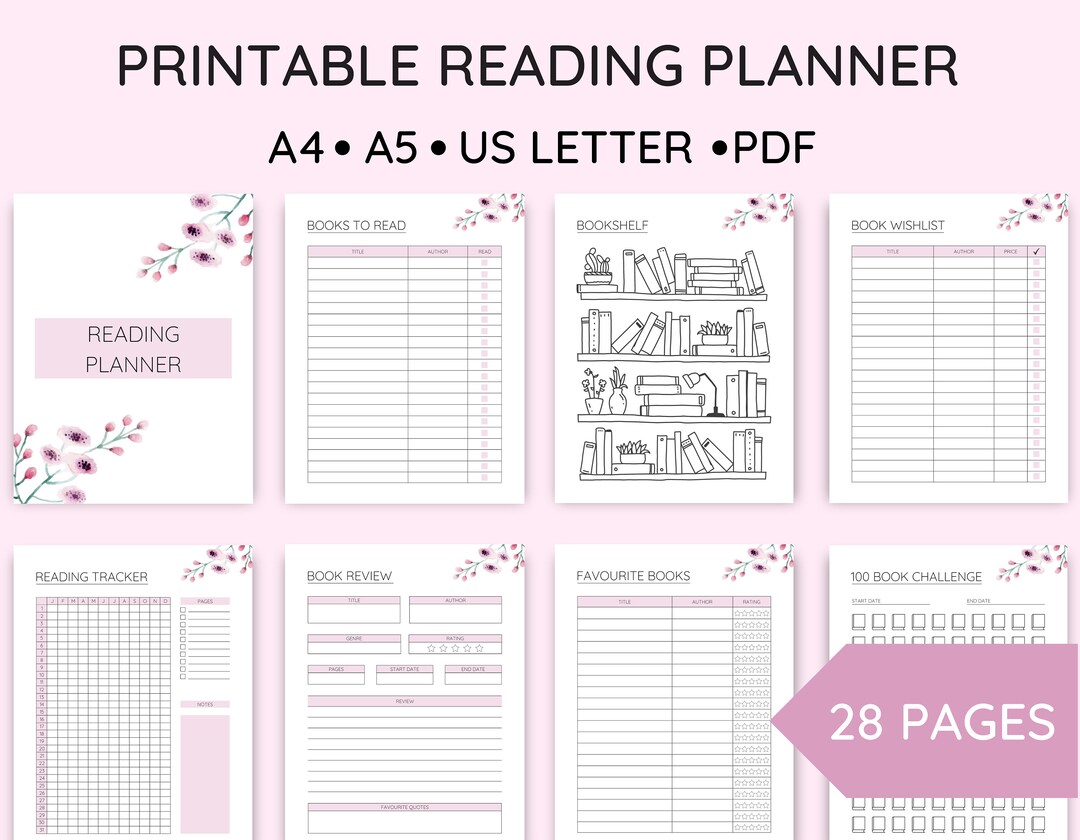 Printable Reading Planner Bundle, Reading Log, Book Reviews, Reading ...