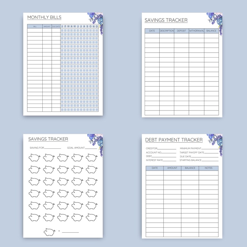 Printable Finance & Budget Planner Bundle, Financial Savings Tracker ...