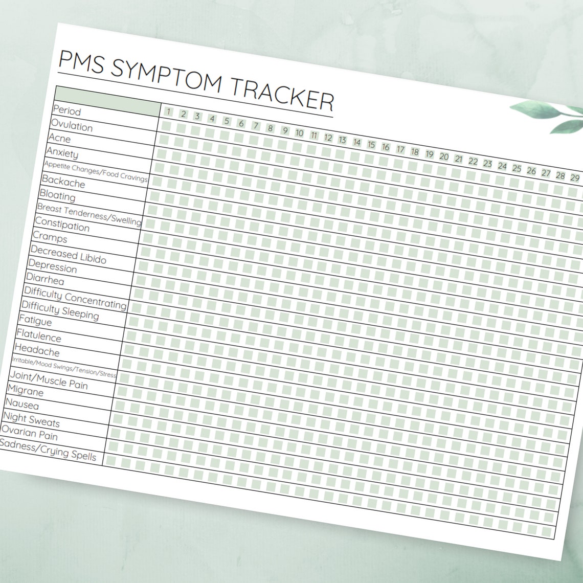 Printable PMS Symptom Tracker Period Tracker Monthly - Etsy UK