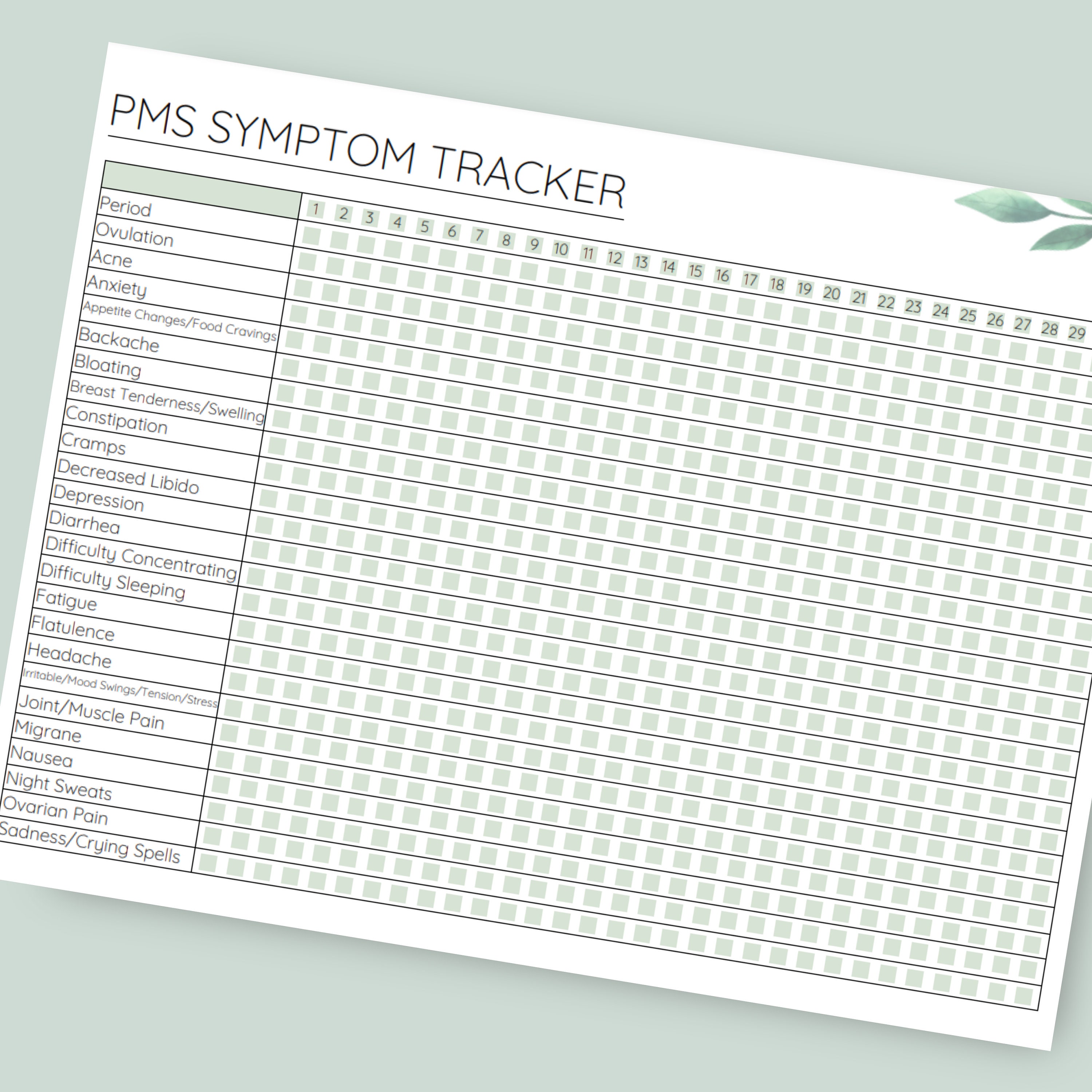 Printable PMS Symptom Tracker Period Tracker Monthly - Etsy