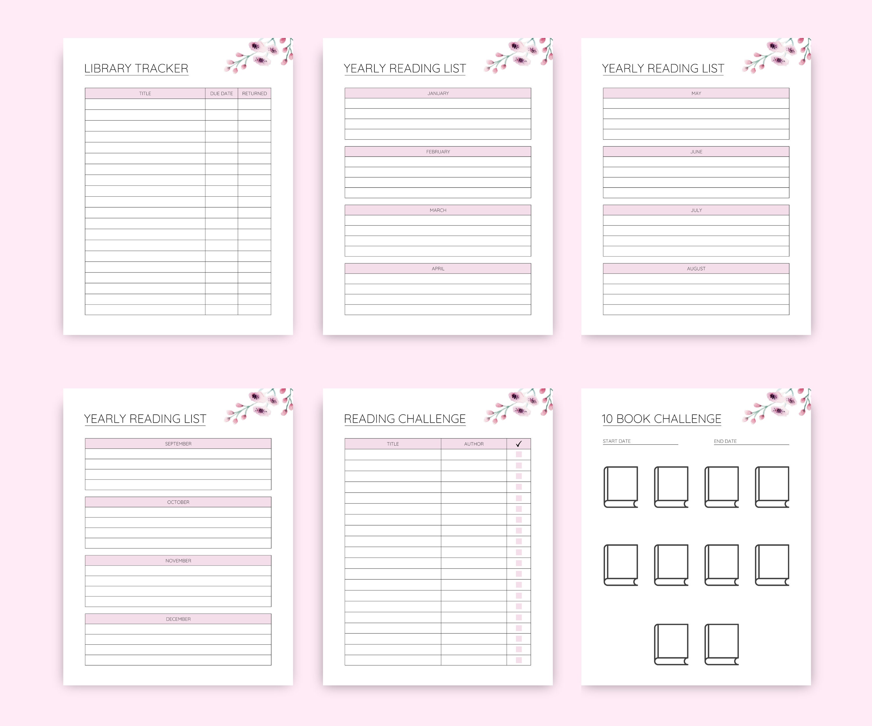 Printable Reading Planner Bundle, Reading Log, Book Reviews, Reading ...