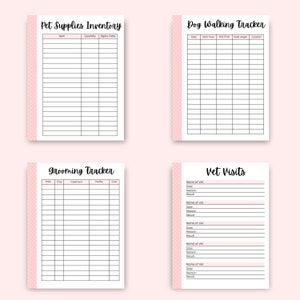 Printable Pet Care Planner Bundle, Pet Information Binder, Pet Health ...