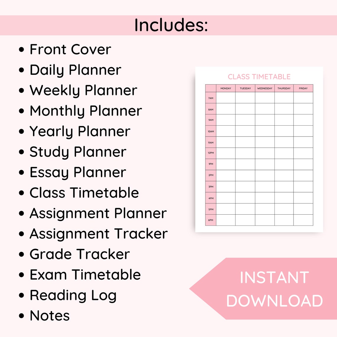 Printable Student Planner Academic Planner University - Etsy