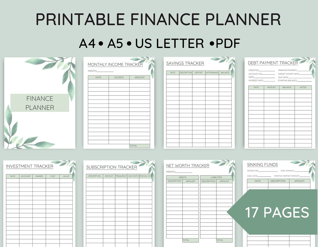 Printable Finance & Budget Planner Bundle, Financial Savings Tracker ...