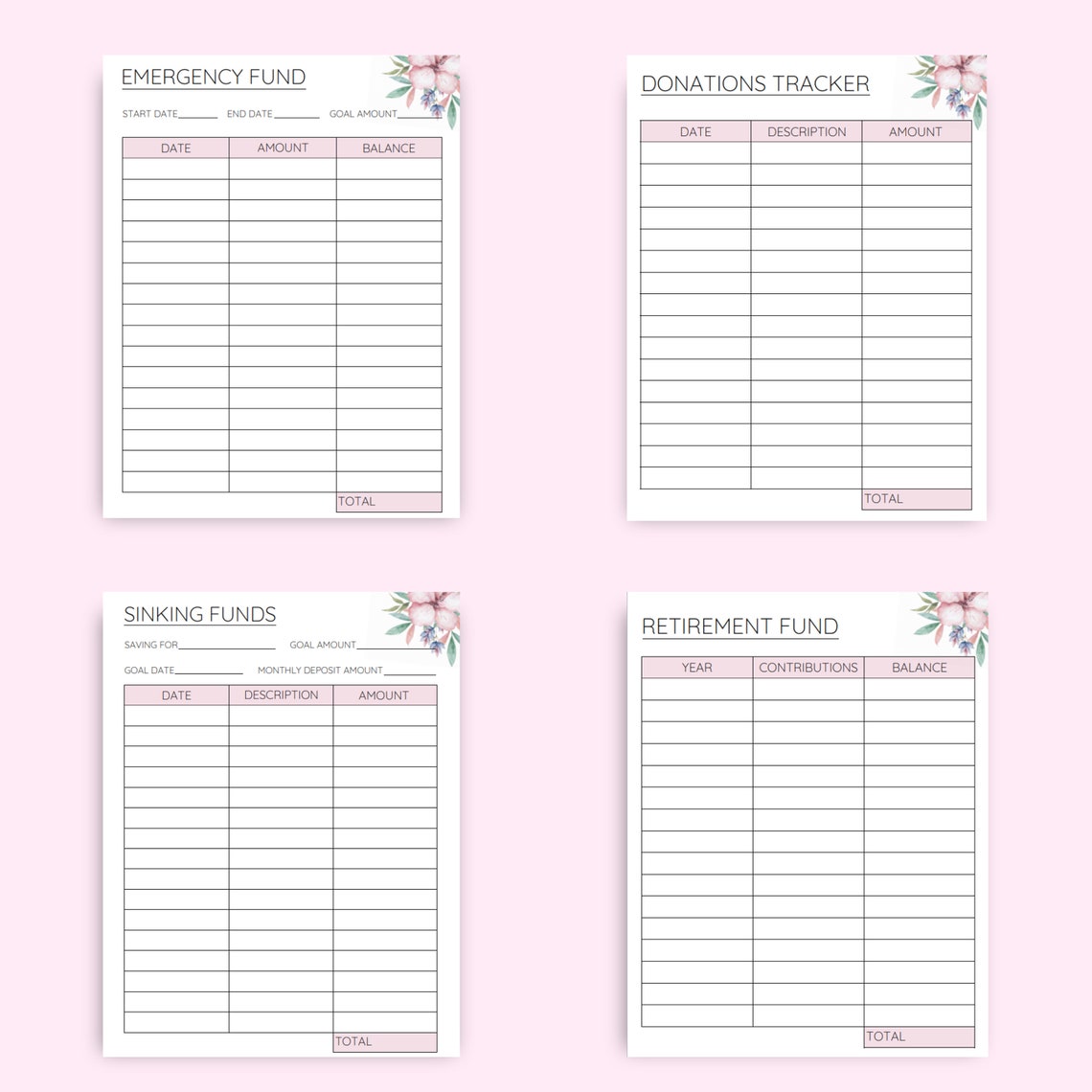 Printable Finance & Budget Planner Bundle, Financial Savings Tracker ...